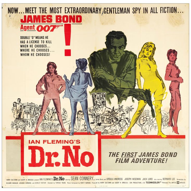 Lot # 475: JAMES BOND: DR. NO - Six Sheet (79 x 81 ); Good Folded