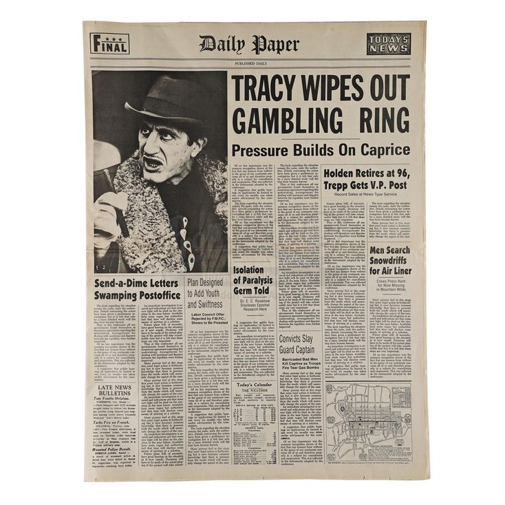 Tracy Wipes Out Gambling Ring Newspaper | DICK TRACY (1990)