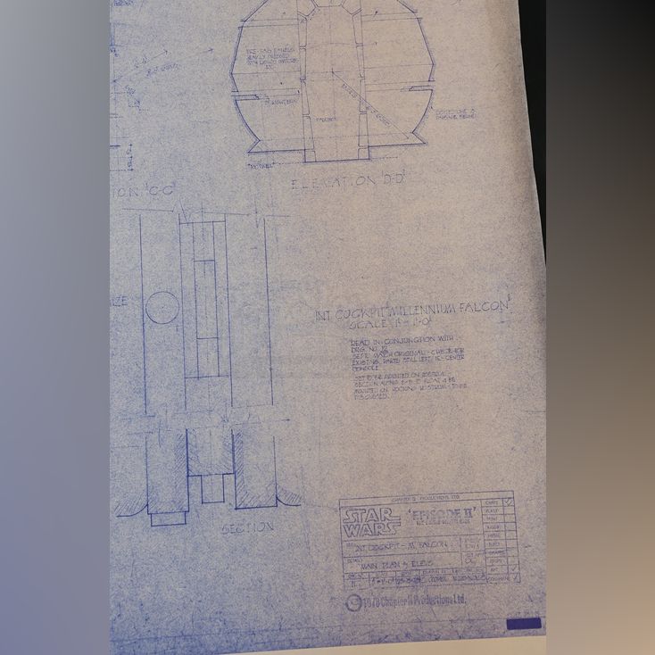 Millennium Falcon Interior Cockpit Main Plan and Elevations Blueprint ...