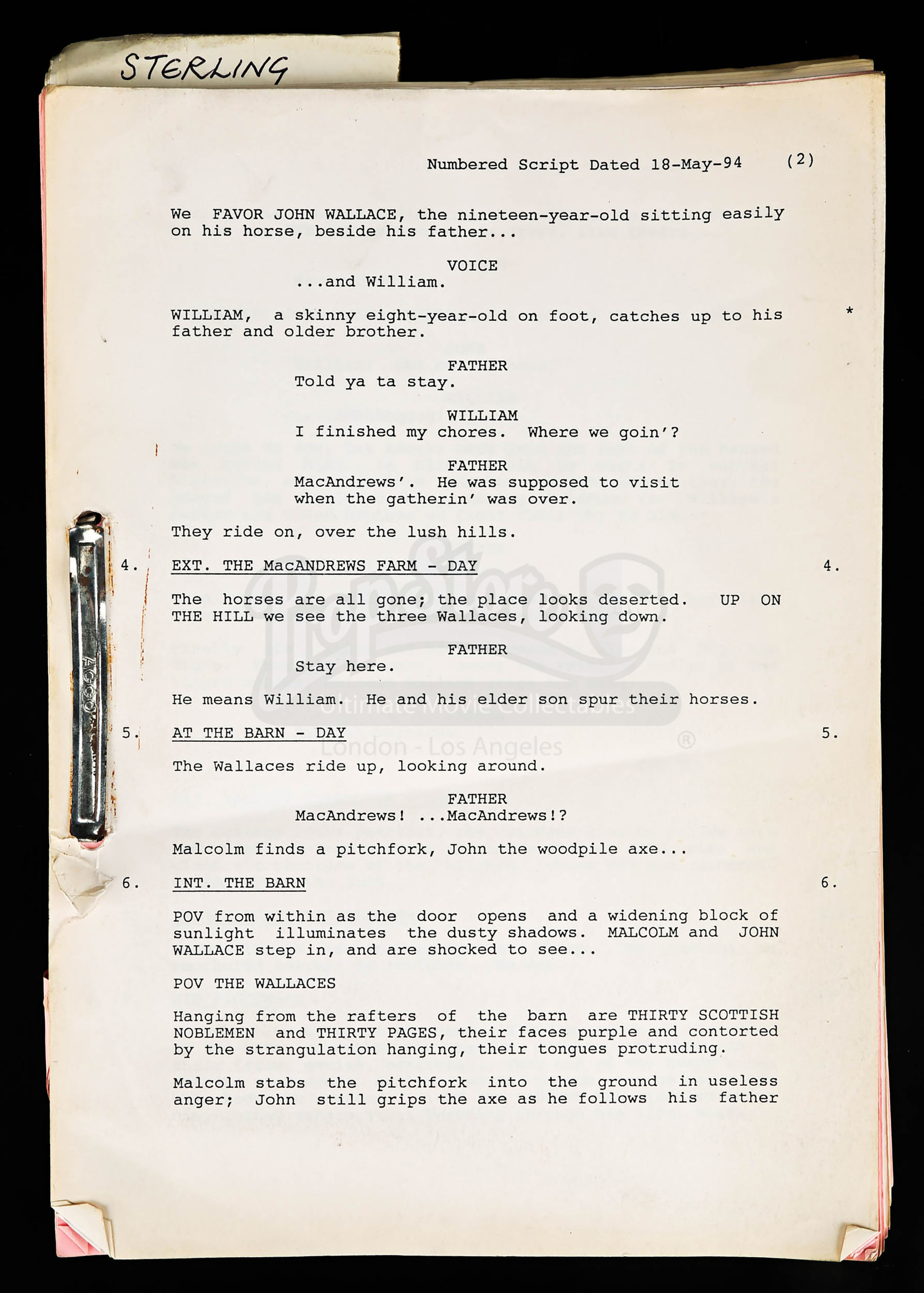 Script Pages | Prop Store - Ultimate Movie Collectables