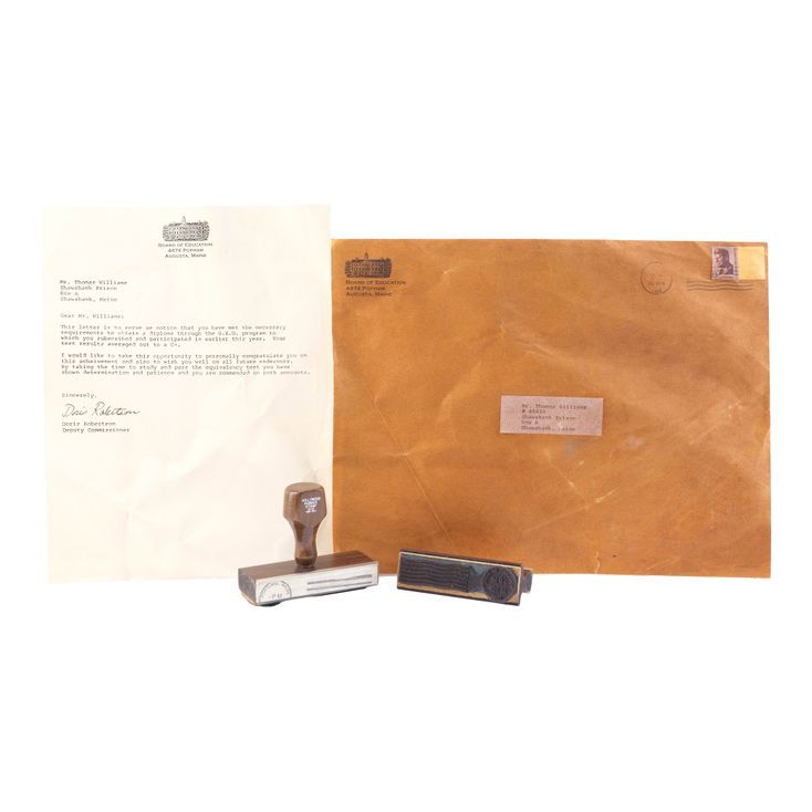 1059. Tommy Williams' (Gil Bellows) GED Letter and Production Stamps ...