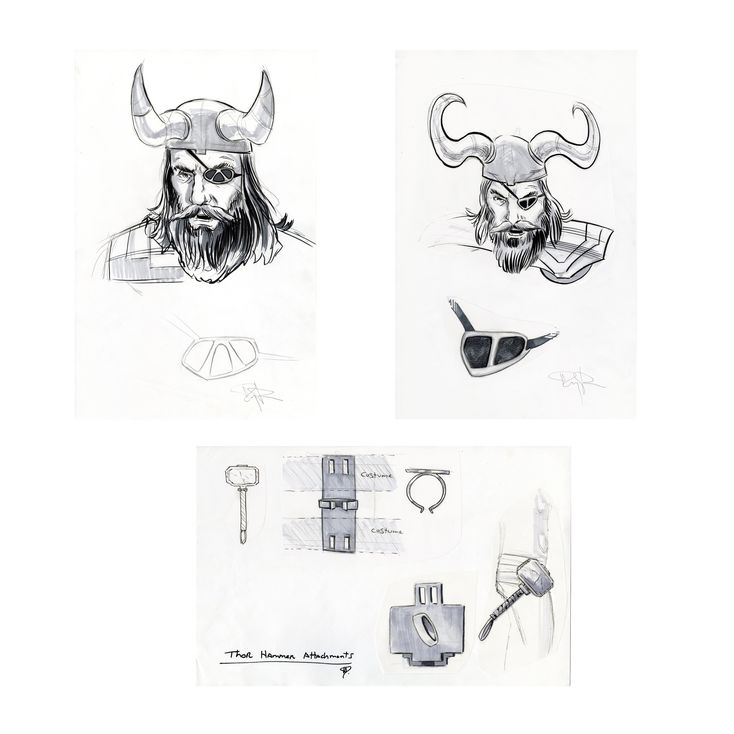 Lot 949 - Set of Three Hand-Illustrated Doug Brode Mjolnir and Odin ...