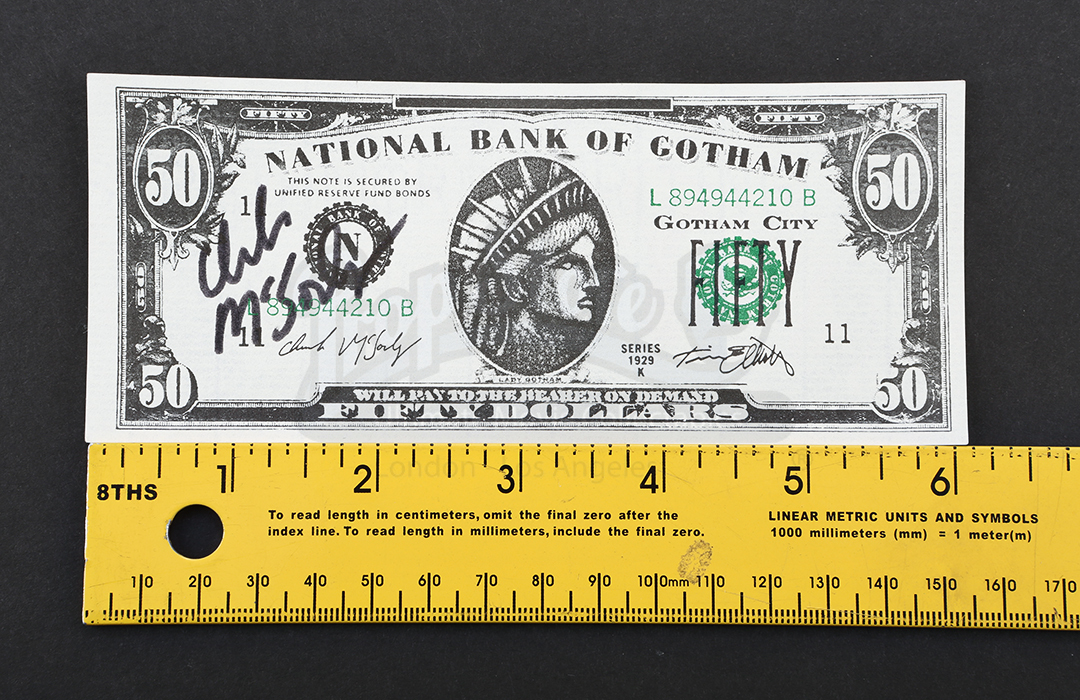 Signed Bank of Gotham Note - 50 | Prop Store - Ultimate Movie Collectables