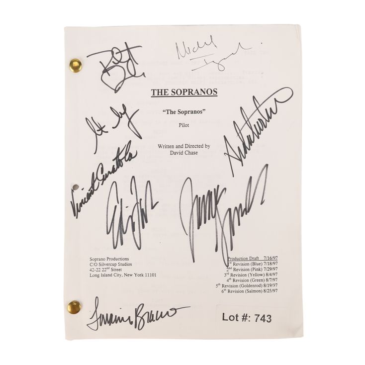 Lot 1270 - Cast-autographed Pilot Script | SOPRANOS, THE (1999-2007)