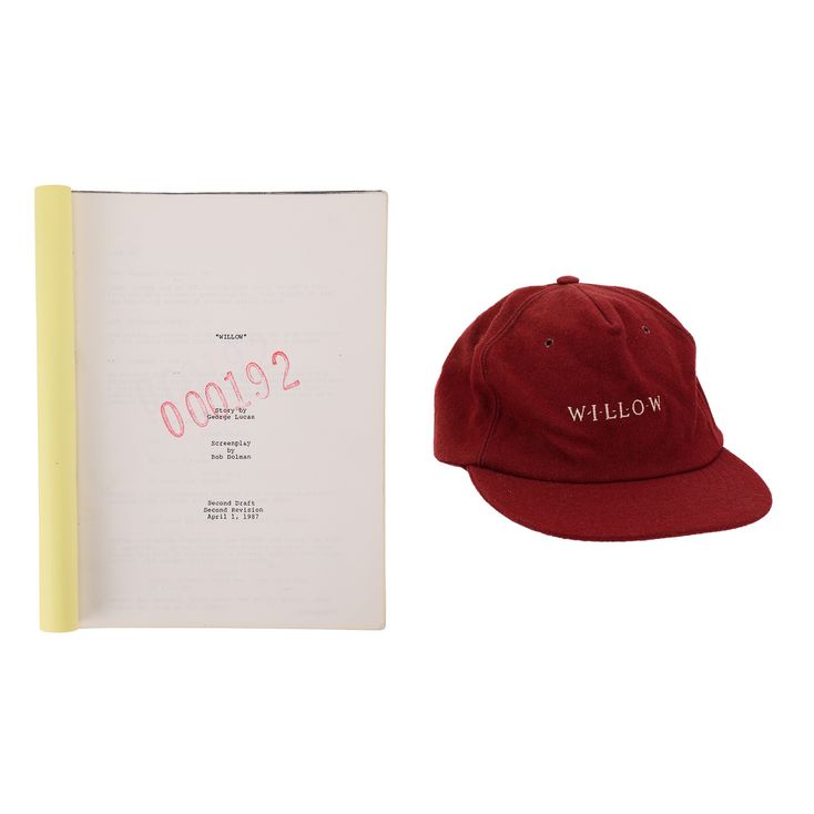 Lot # 974: WILLOW (1988) - Revised Second Draft Script and Crew Hat