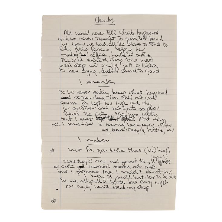 Lot 531 - Set of Working Lyrics for Me And Virgil Handwritten by Phil ...