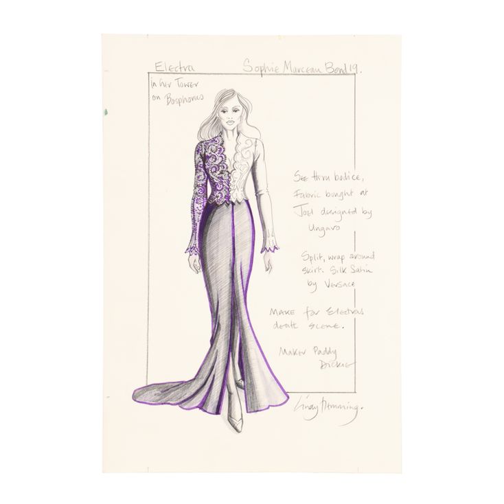 Lot 1350. Hand-drawn Lindy Hemming Design for Elektra Kings (Sophie ...