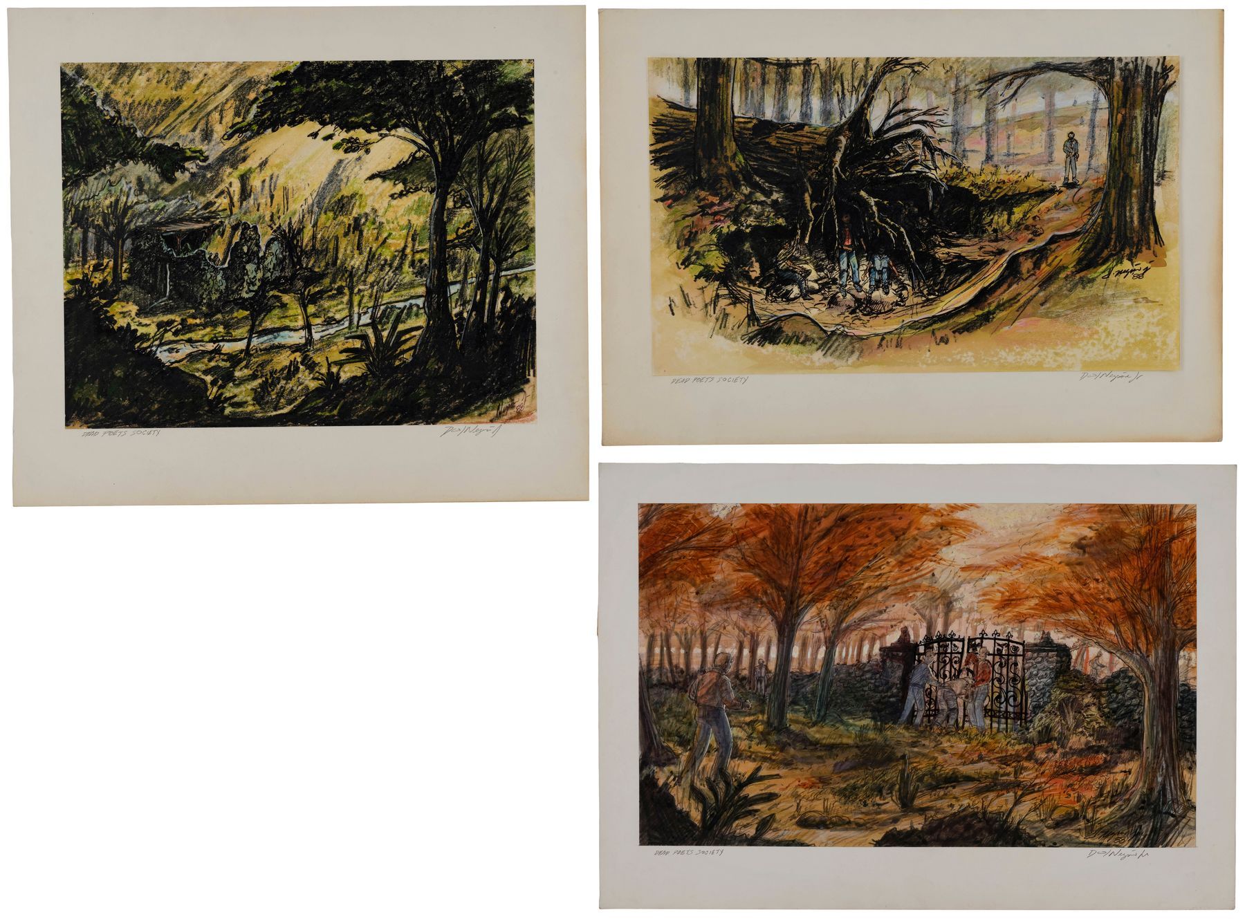 600. Set of Three David Negron, Sr. Hand-painted Concept Artwork ...
