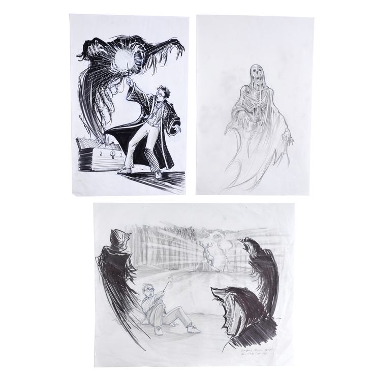 Lot 988 - Set of Three Hand-Illustrated Doug Brode Dementor Marketing ...