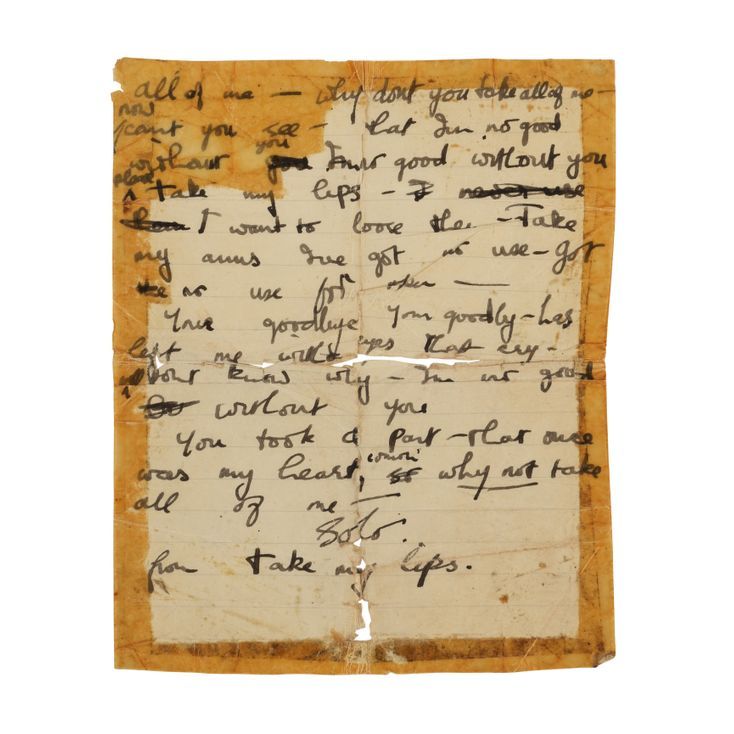 Lot 56. George Harrison Handwritten All Of Me Lyrics | BEATLES, THE ...