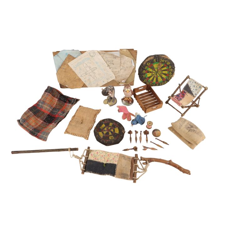 550. Collection of Set Dressing Items, Including Escape Plan Table, Bab ...