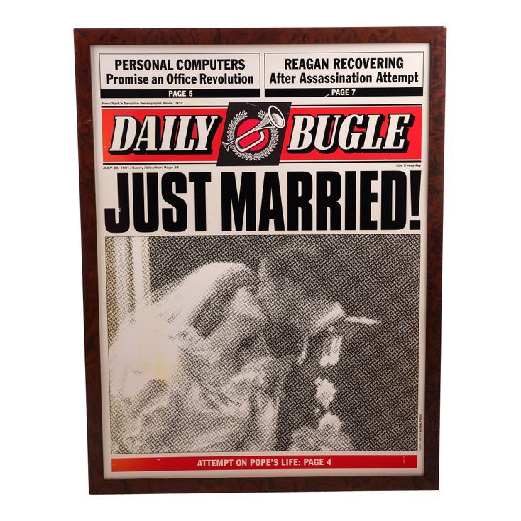 405. Framed Large Just Married Daily Bugle Newspaper Cover ### SPIDER ...