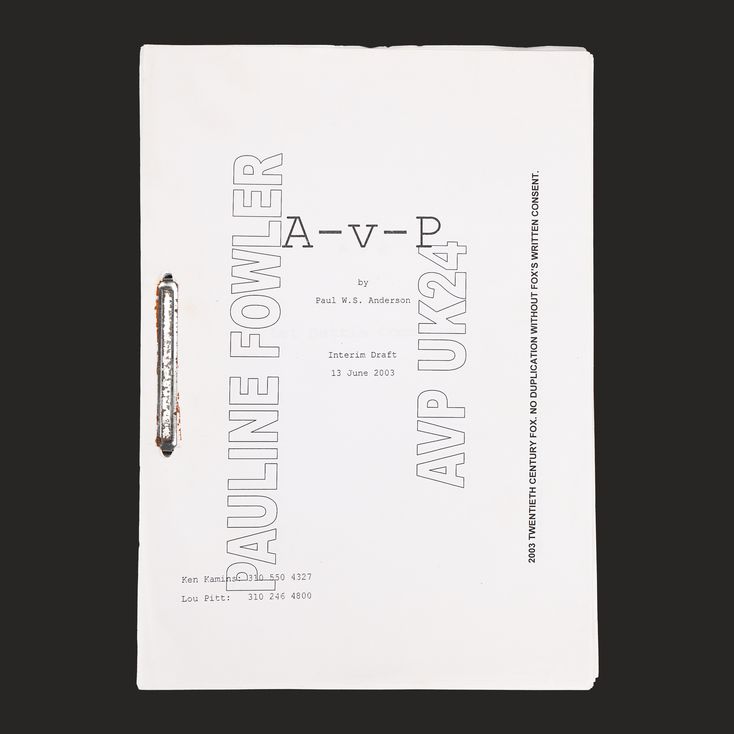 Interim Draft Script | AVP: ALIEN VS. PREDATOR (2004)