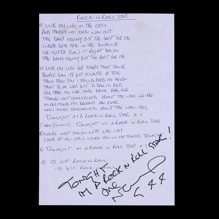 Lot 588 - Rock n Roll Star Lyrics Handwritten and Autographed by Noel ...