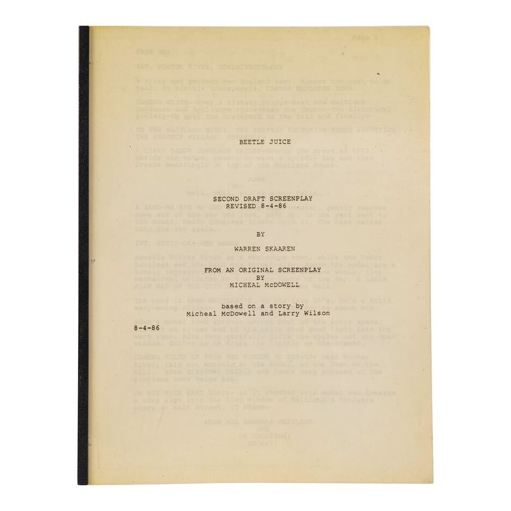 607. Bound Second Draft Script | BEETLEJUICE (1988)