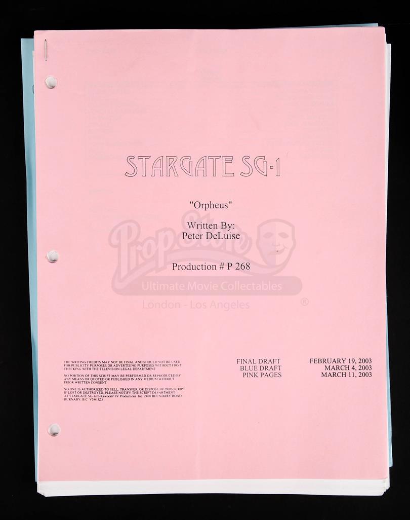 Lot # 178 - STARGATE SG-1 - Set of Orpheus Episode Scripts