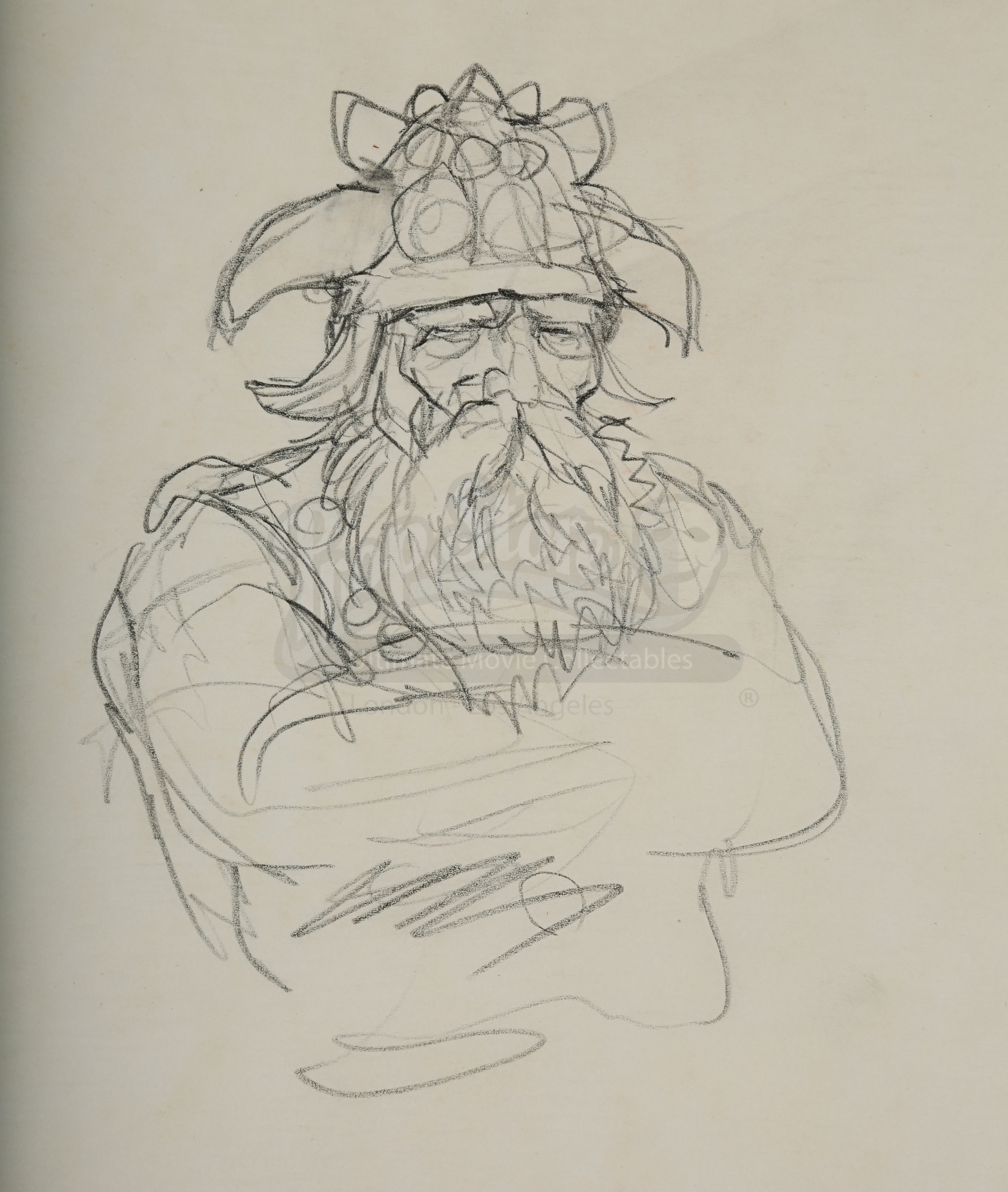 Ron Cobb Hand-Drawn Conan Concept Artwork and Printed Crom Emblem ...