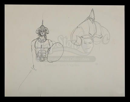 Ron Cobb Hand-Drawn Conan Concept Artwork and Printed Crom Emblem ...