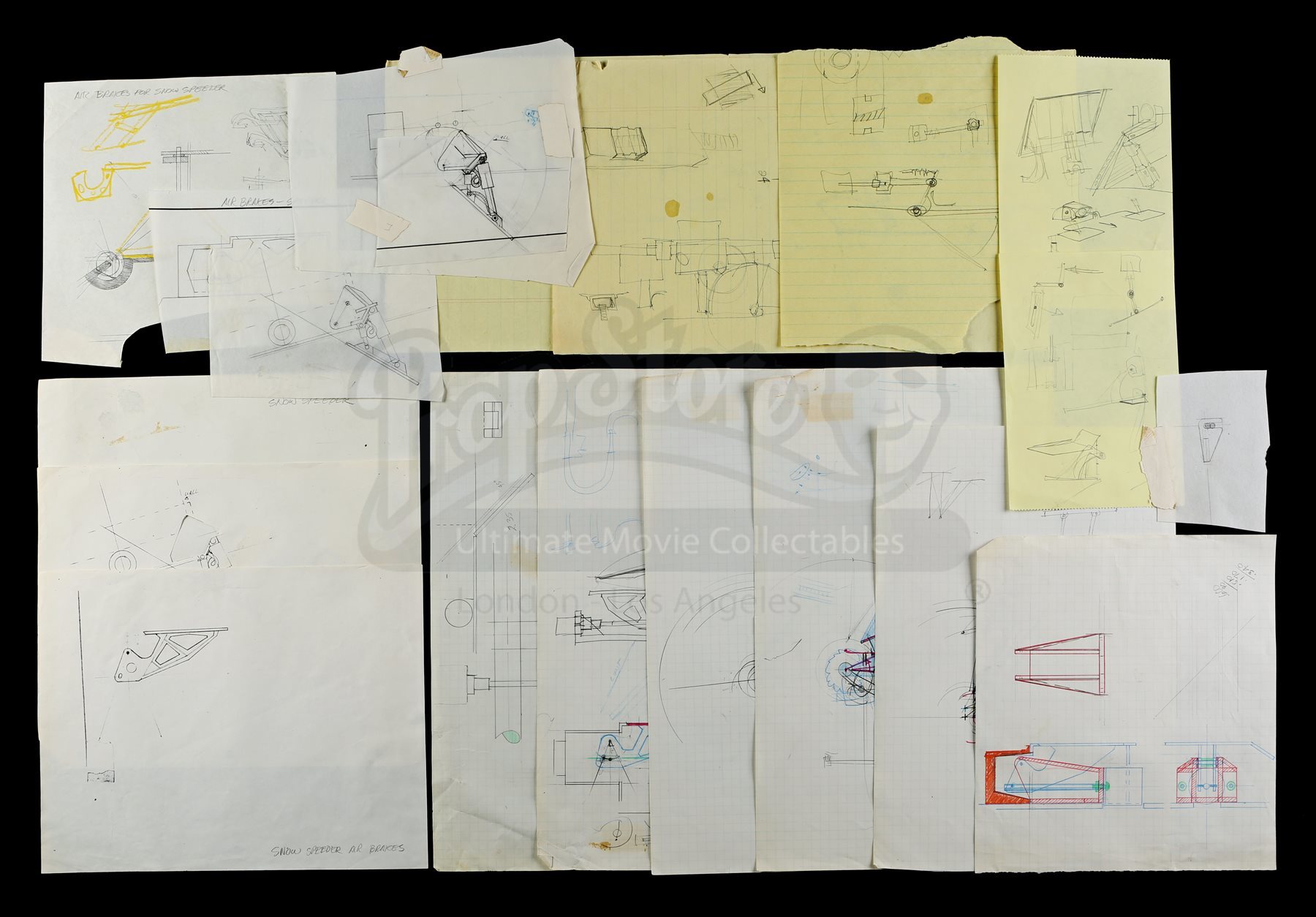 Lot # 724 - Hand-Drawn Charlie Bailey Snow Speeder Air Brake Drawings