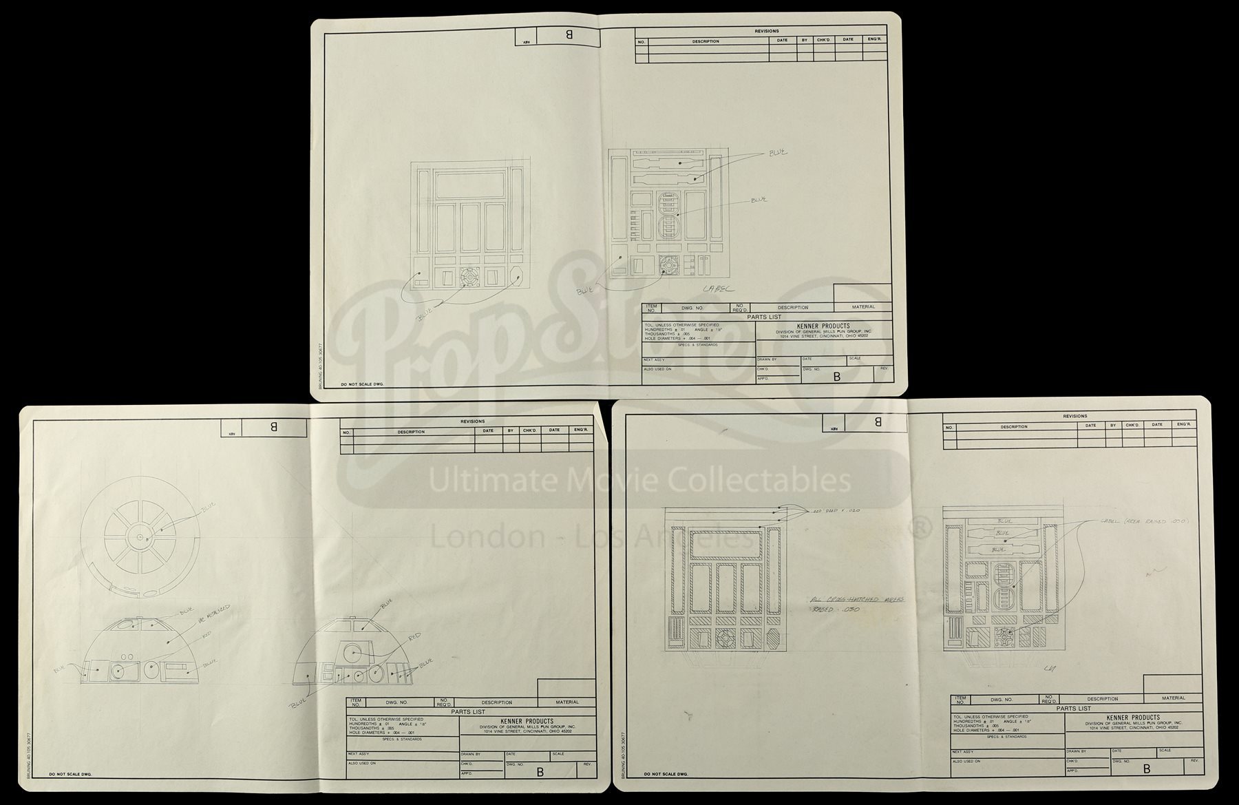 Lot # 134 - Radio Controlled R2-D2: Hand-Drawn Set Of 3 Remote Drawings