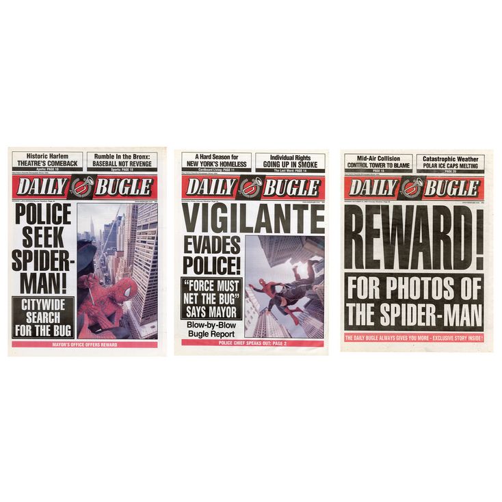1397. Set of Three Daily Bugle Newspaper Covers | SPIDER-MAN (2002)