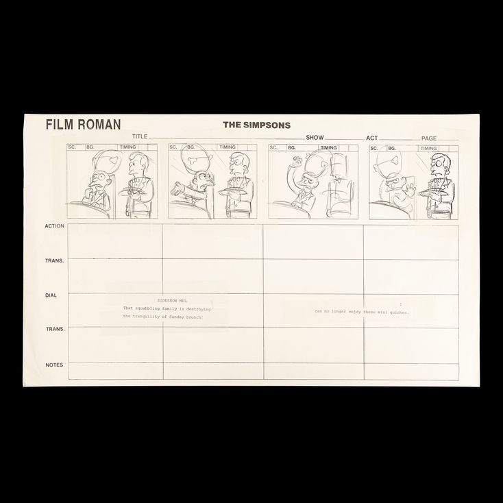 Original Production Animation Storyboard Sketchs - Sideshow Mel at ...