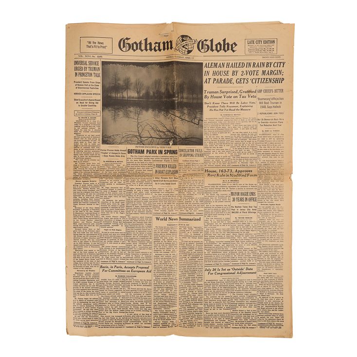 Lot #879: BATMAN (1989) - Gotham Globe Newspaper