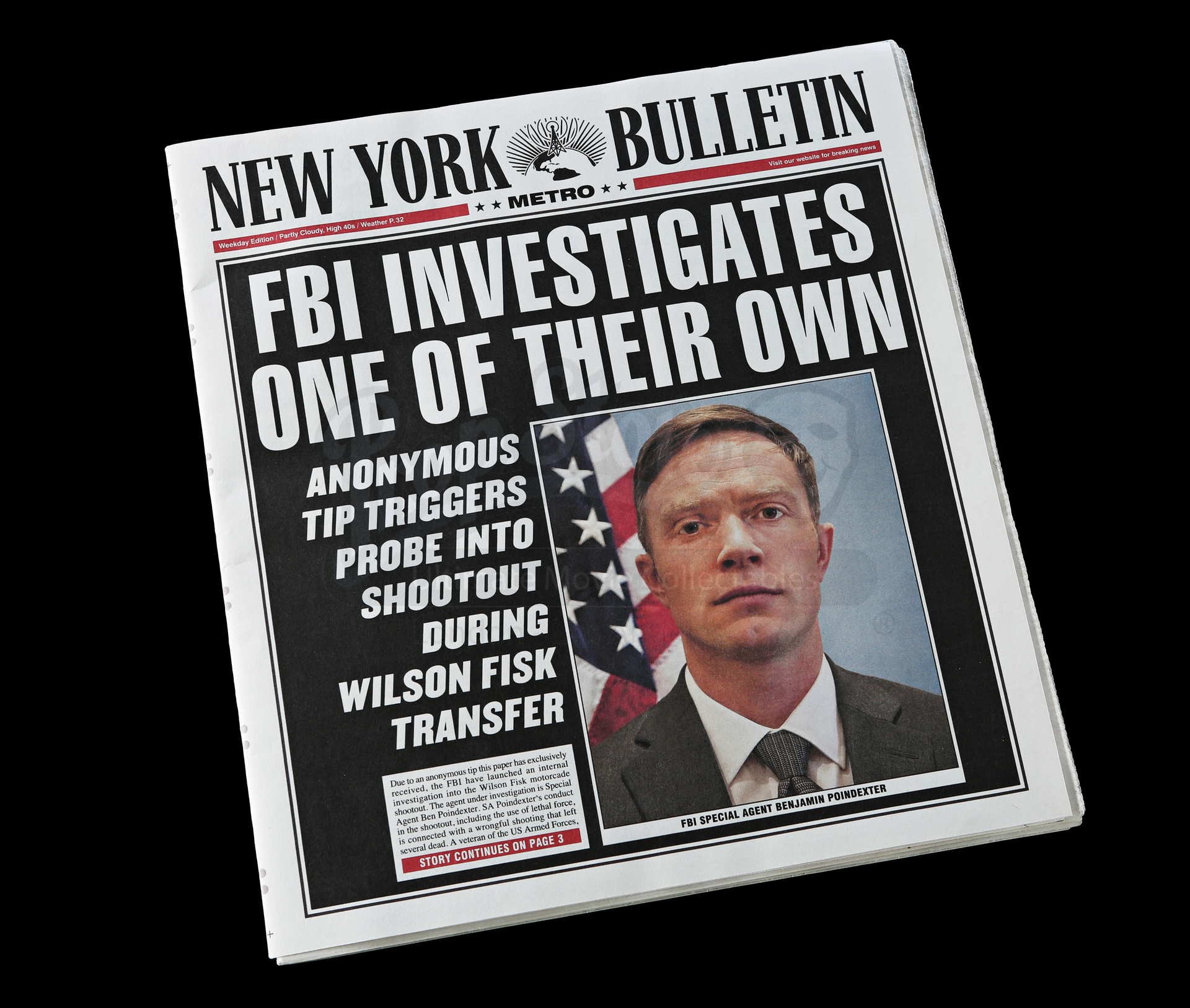 Lot # 341: 'FBI Investigates One of Their Own' New York Bulletin Newspaper