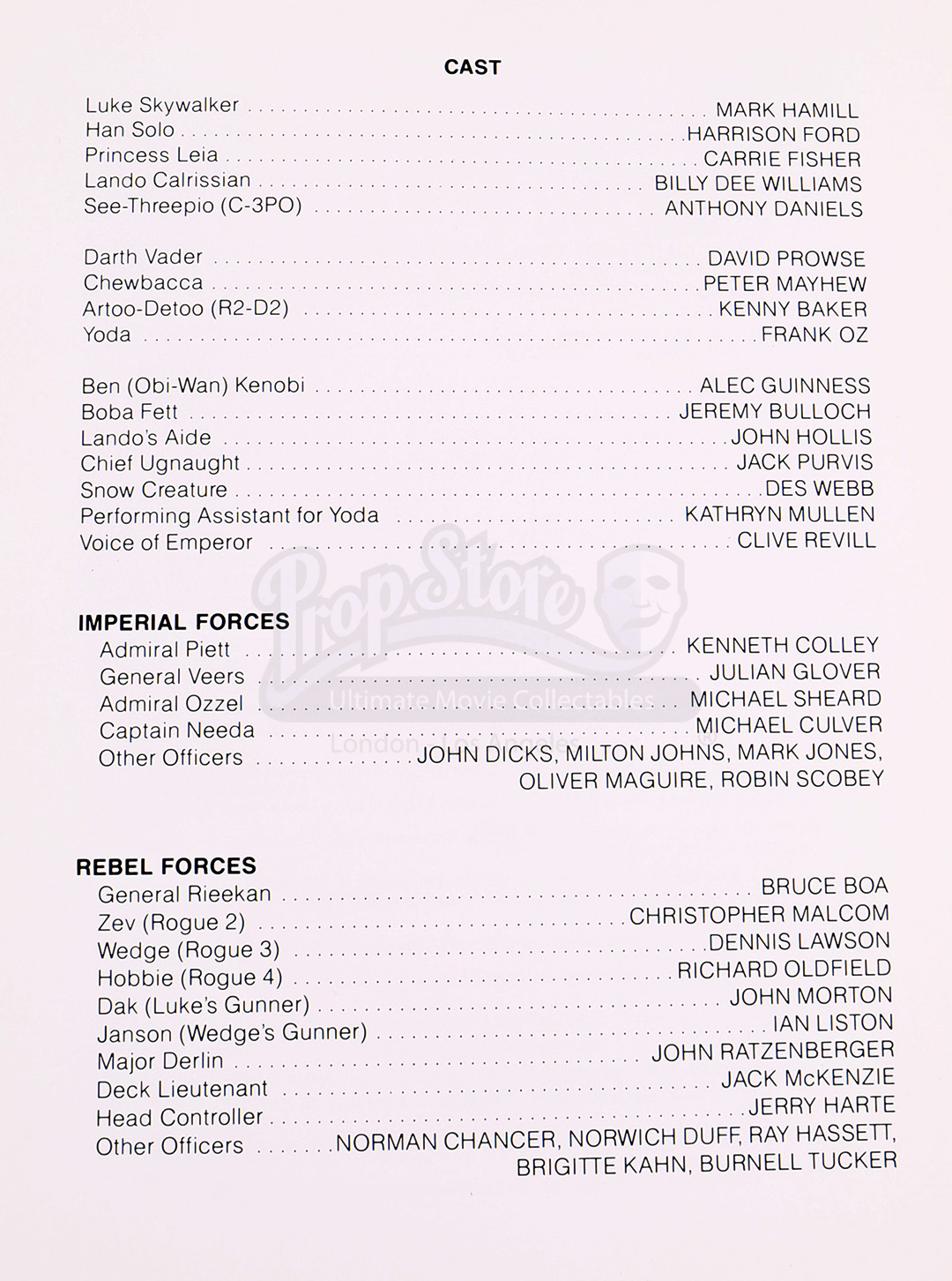 Two Cast and Crew Credits Folder | Prop Store - Ultimate Movie Collectables