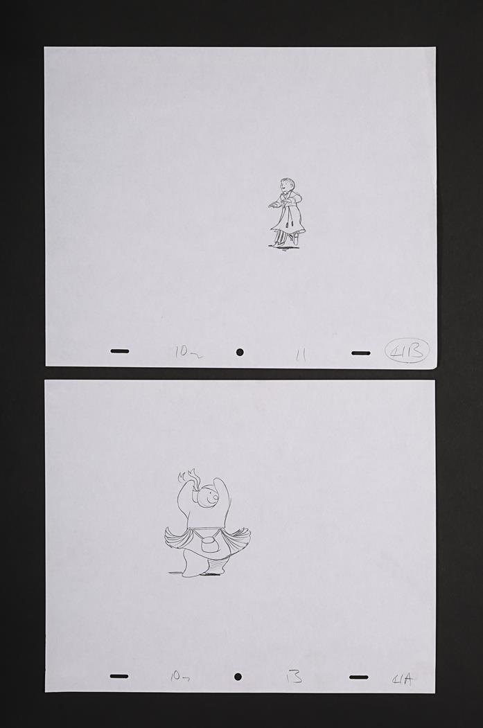 Lot #374 - THE SNOWMAN (1982) - Two Rough Animation Cels 1982
