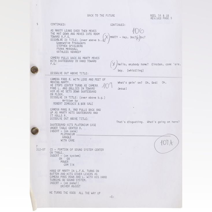 Lot # 485: BACK TO THE FUTURE (1985) - Annotated Revised Continuity ...