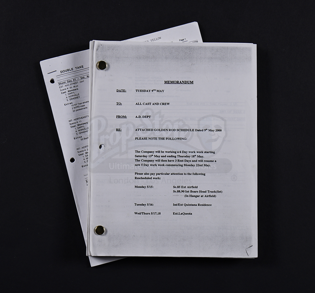 Script and Shooting Schedule Set | DOUBLE TAKE (2001)