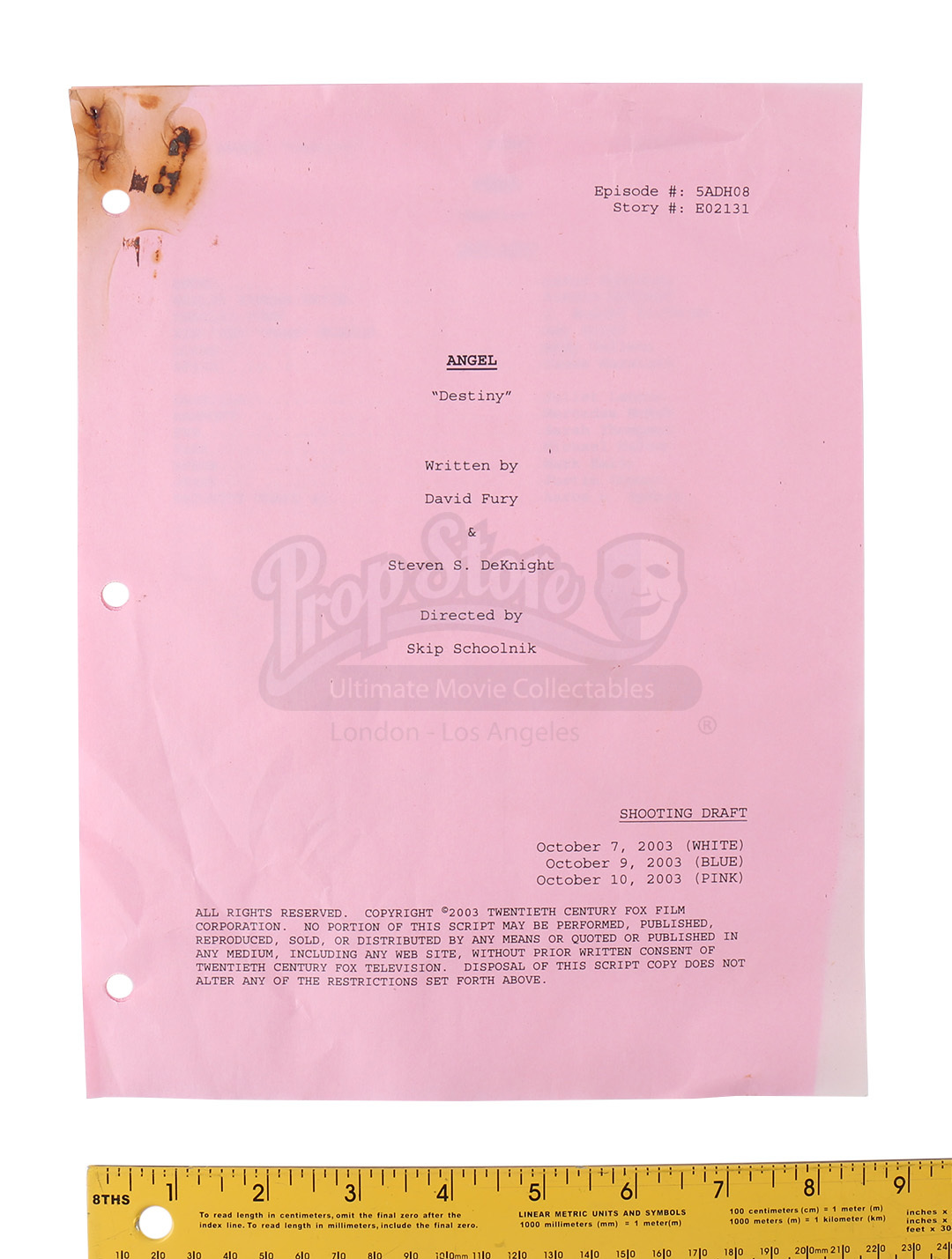 Incomplete Production Script - Destiny | Prop Store - Ultimate Movie ...