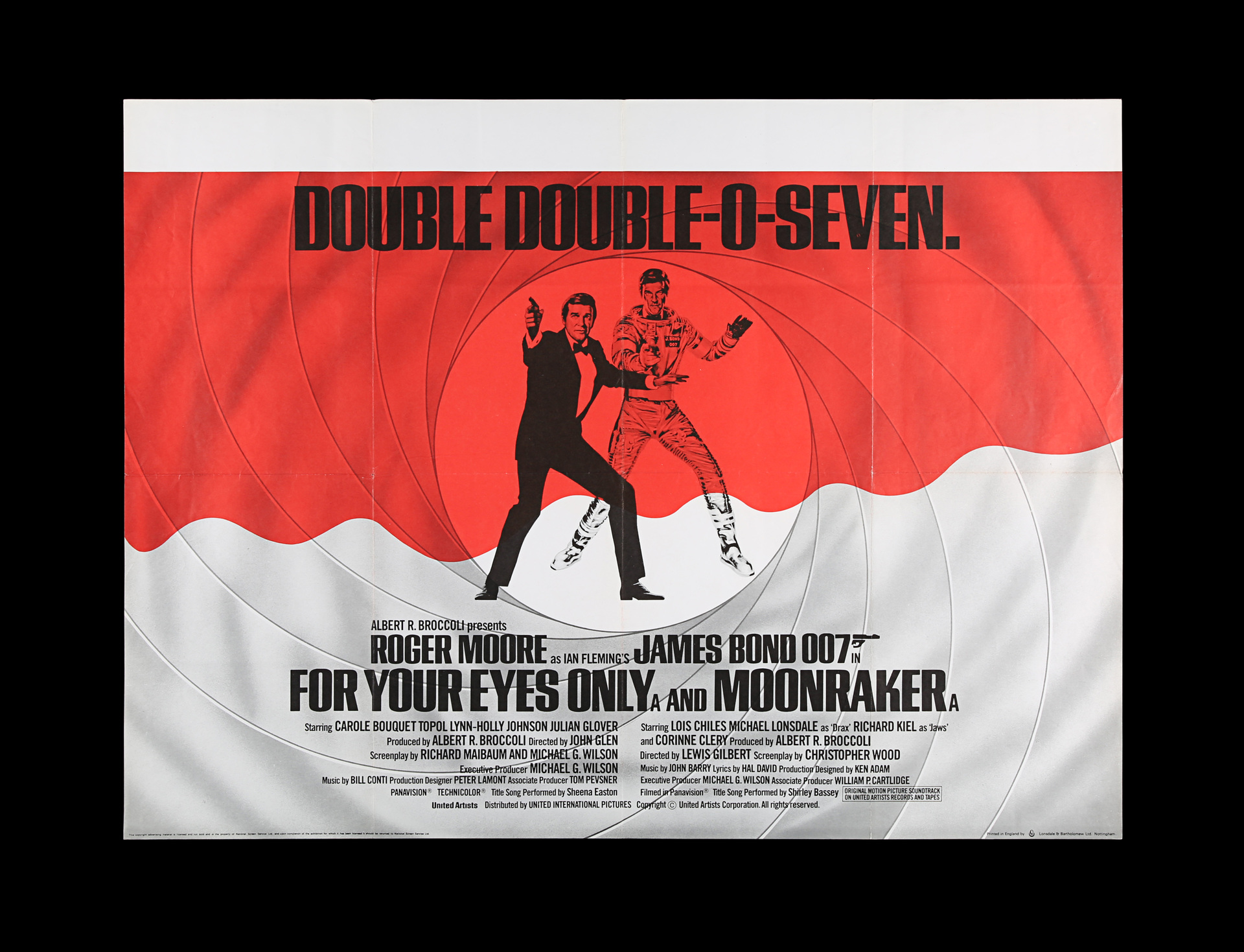 Lot #126 - FOR YOUR EYES ONLY (1981) / MOONRAKER (1979) - UK Quad ...