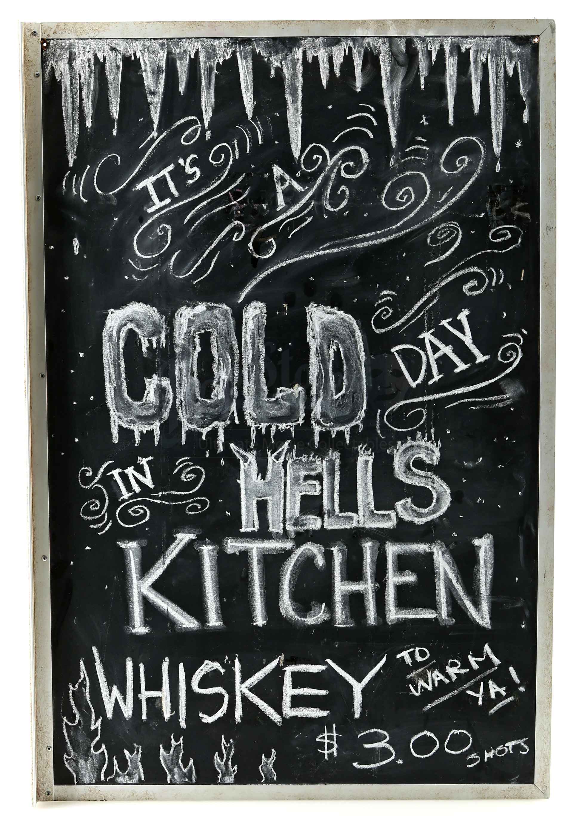 Lot # 224: Josie's Bar 'It's a Cold Day in Hell's Kitchen' Blackboard