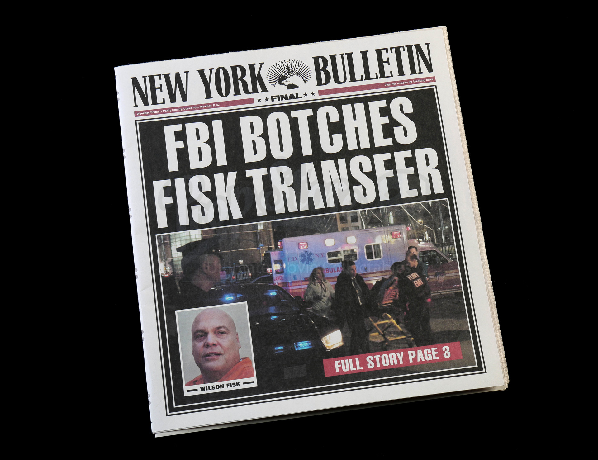 Lot # 300: 'FBI Botches Fisk Transfer' New York Bulletin Newspaper