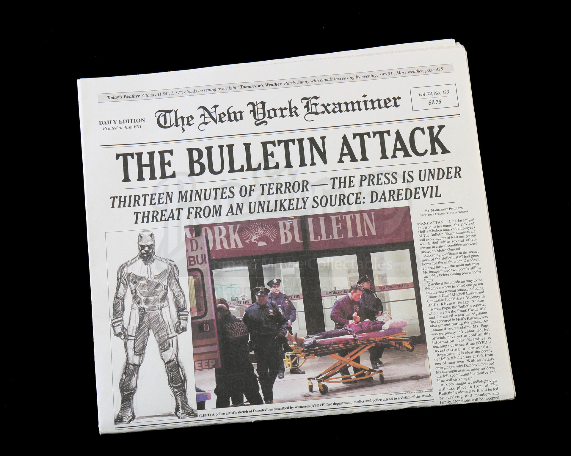 Lot # 354: 'The Bulletin Attack' New York Examiner Newspaper