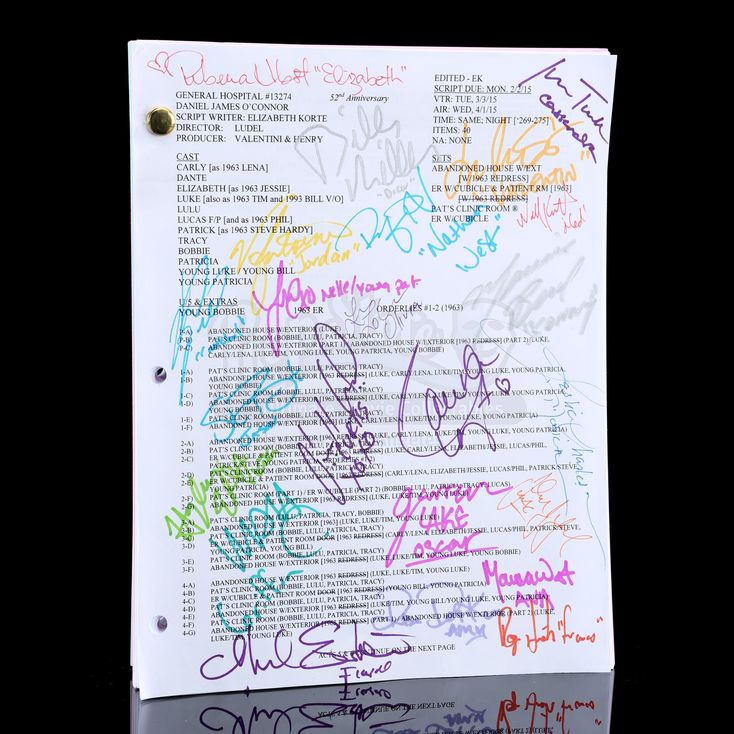 General Hospital 52nd Anniversary Signed Script | GENERAL HOSPITAL (1963)