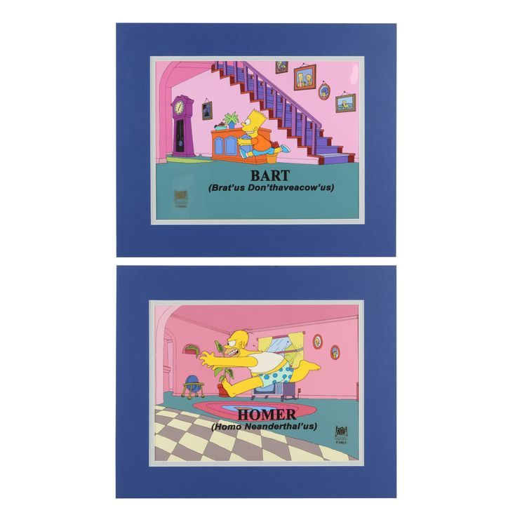 404. Pair of Homer and Bart Mid-Chase Original Production Cels ...
