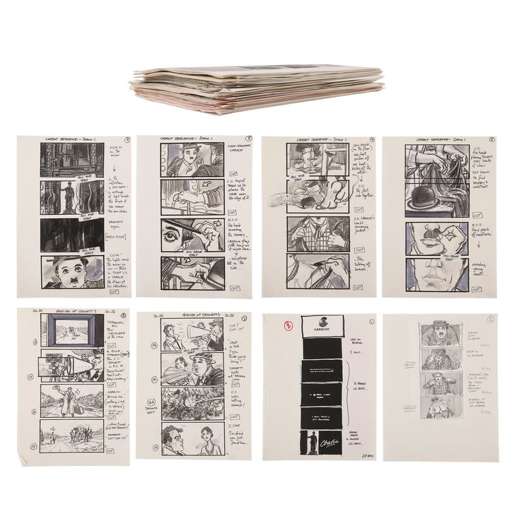 Lot # 974: CHAPLIN (1992) - Martin Asbury Hand-drawn Production Storyboards