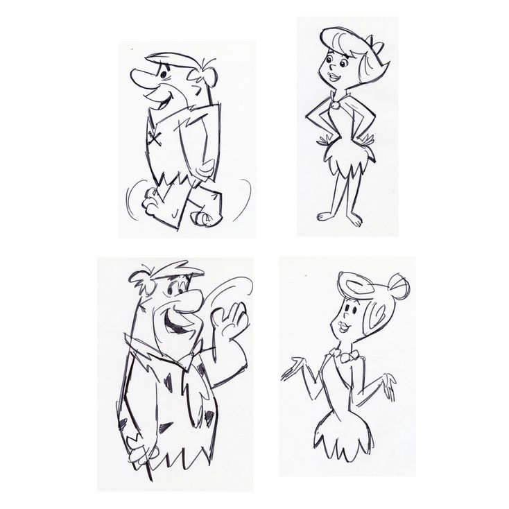 Lot # 81: Set of Four Hand-Drawn Iwao Takamoto Fred Flintstone, Wilma ...