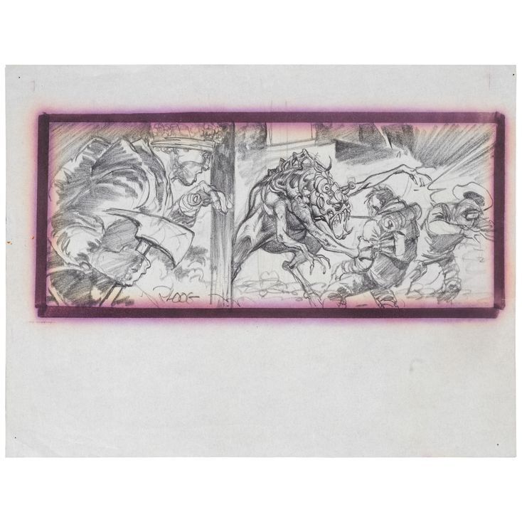 1055. Hand-Drawn Michael G. Ploog Thing Battle Storyboard | THING, THE ...