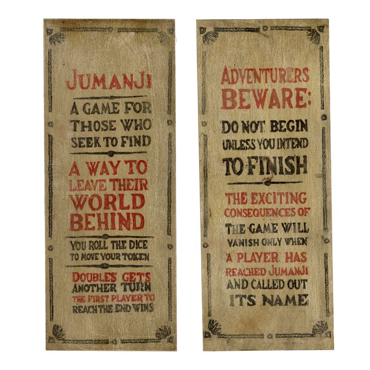 Lot 255. Jumanji Gameboard Rule Panels | JUMANJI (1995)