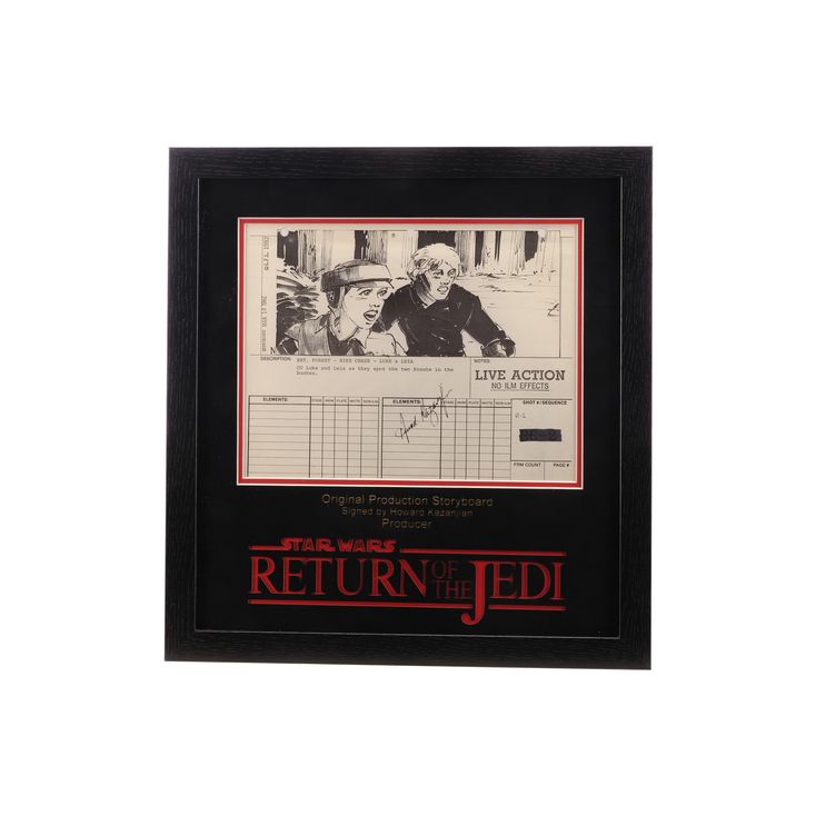 Howard Kazanjian-Signed Production Storyboard - Close-Up of Luke and ...