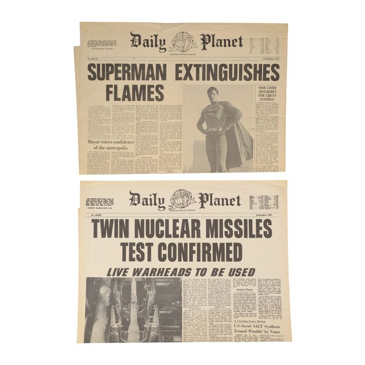 Lot #1390 - SUPERMAN (1978)/SUPERMAN III (1983) - Pair of Daily Planet ...