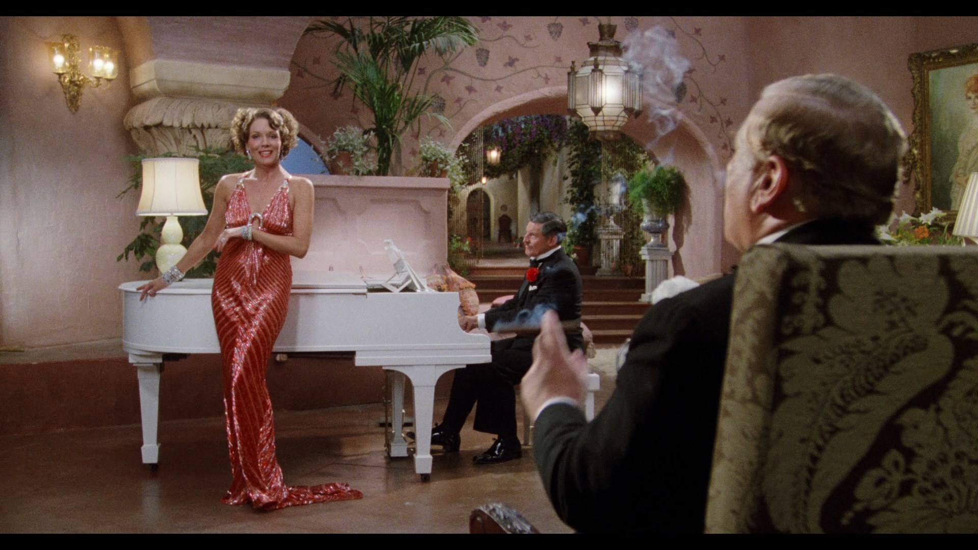 Arlena Stuart Marshalls (Diana Rigg) Red-and-Silver Dress | EVIL UNDER ...