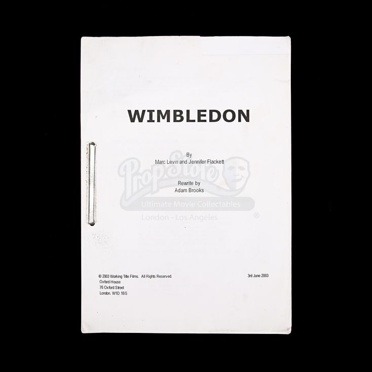 Production Used Script | WIMBLEDON (2004)