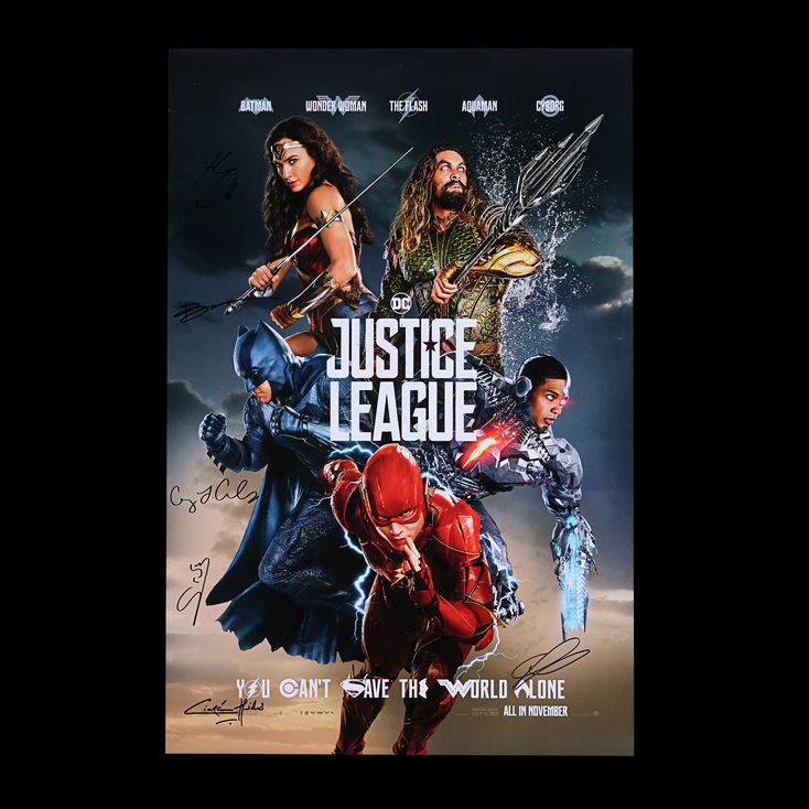 US One-Sheet, 2017, Autographed by Henry Cavill, Ben Affleck,Gal Gadot ...