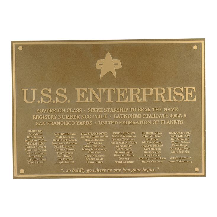 Lot 332 - Back-Up USS Enterprise-E Dedication Plaque | STAR TREK ...