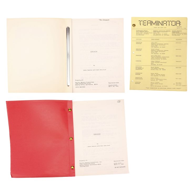 Lot 922 - Fourth and Fifth Draft Scripts | TERMINATOR, THE (1984)